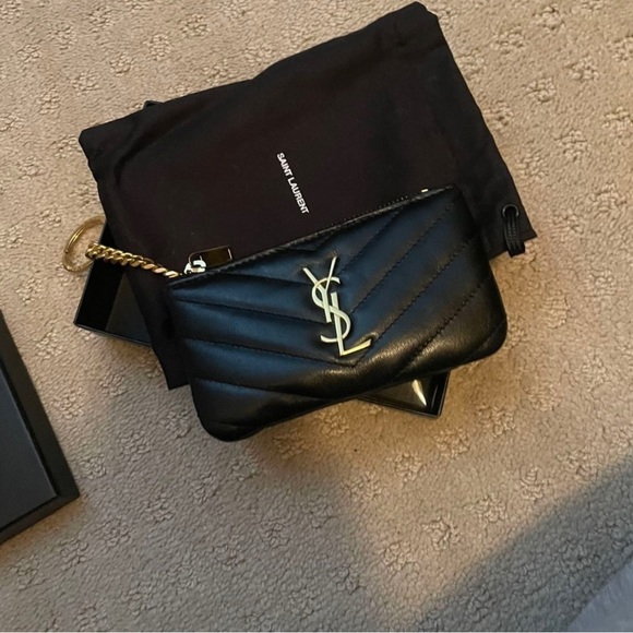 Saint Laurent | Accessories | Black And Gold Ysl Keychain Purse | Poshmark